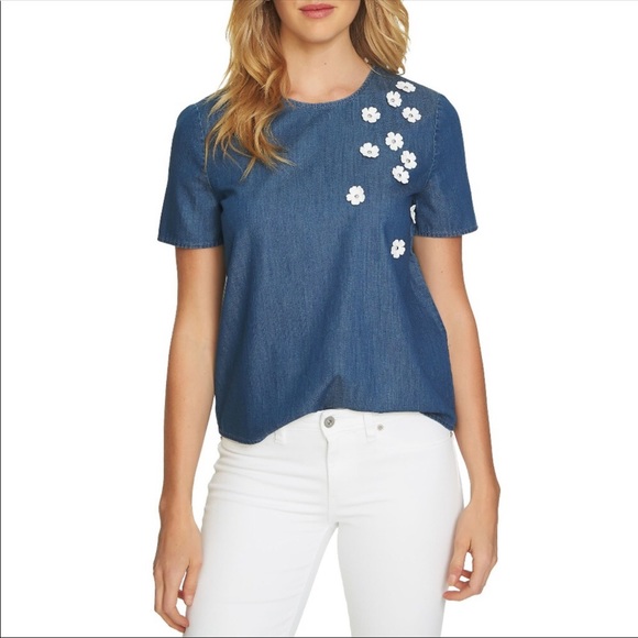 CeCe | Tops | Nwt Cece Floral Applique Blouse L | Poshmark